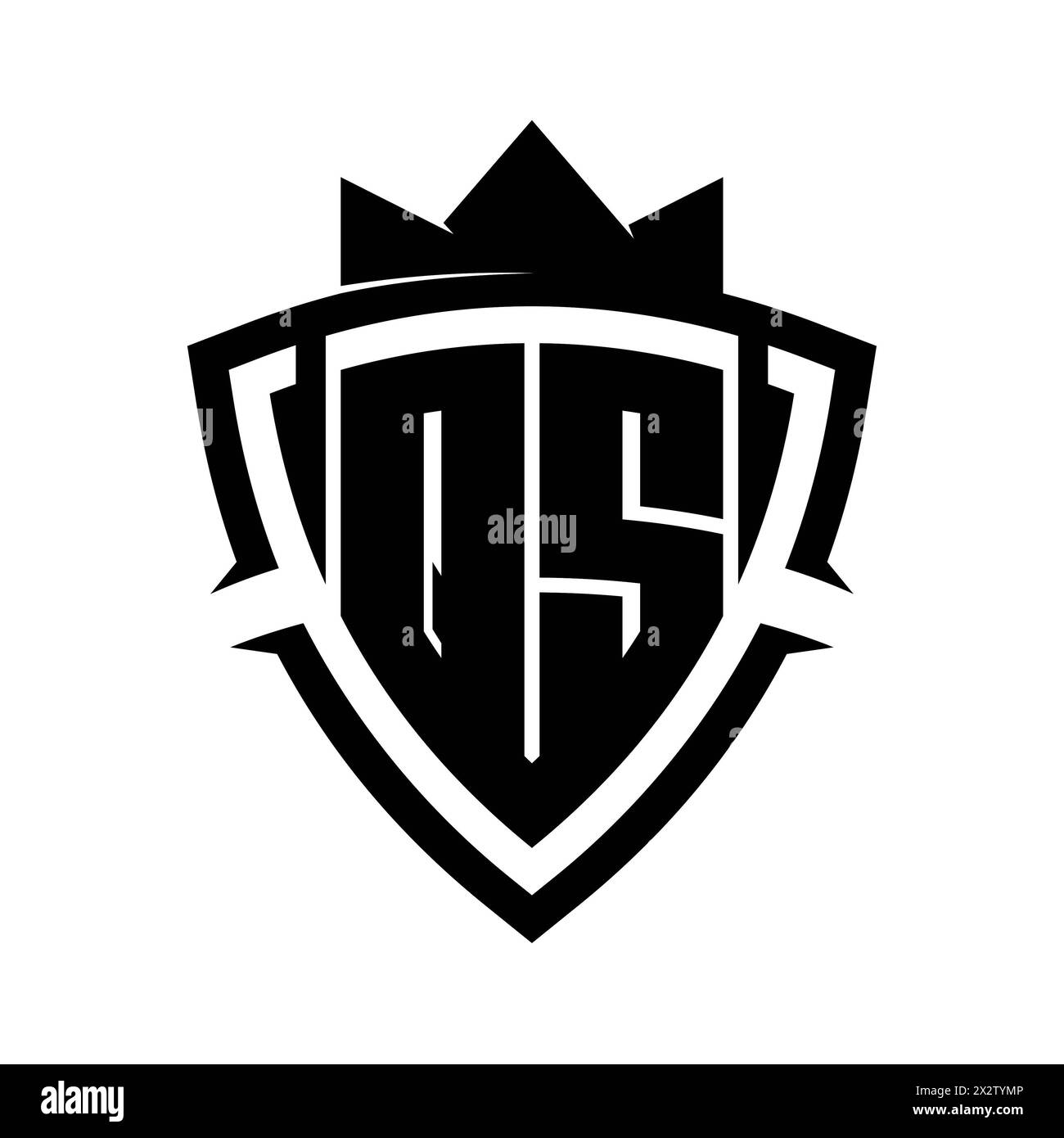 QS Letter bold monogram with triangle curve shield shape with crown ...