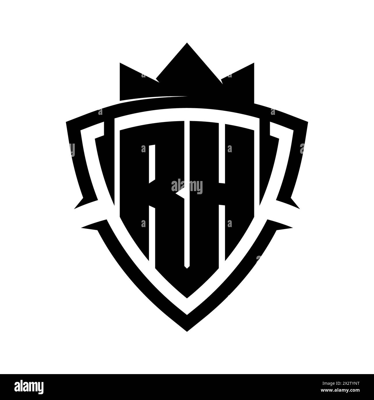 RH Letter bold monogram with triangle curve shield shape with crown ...