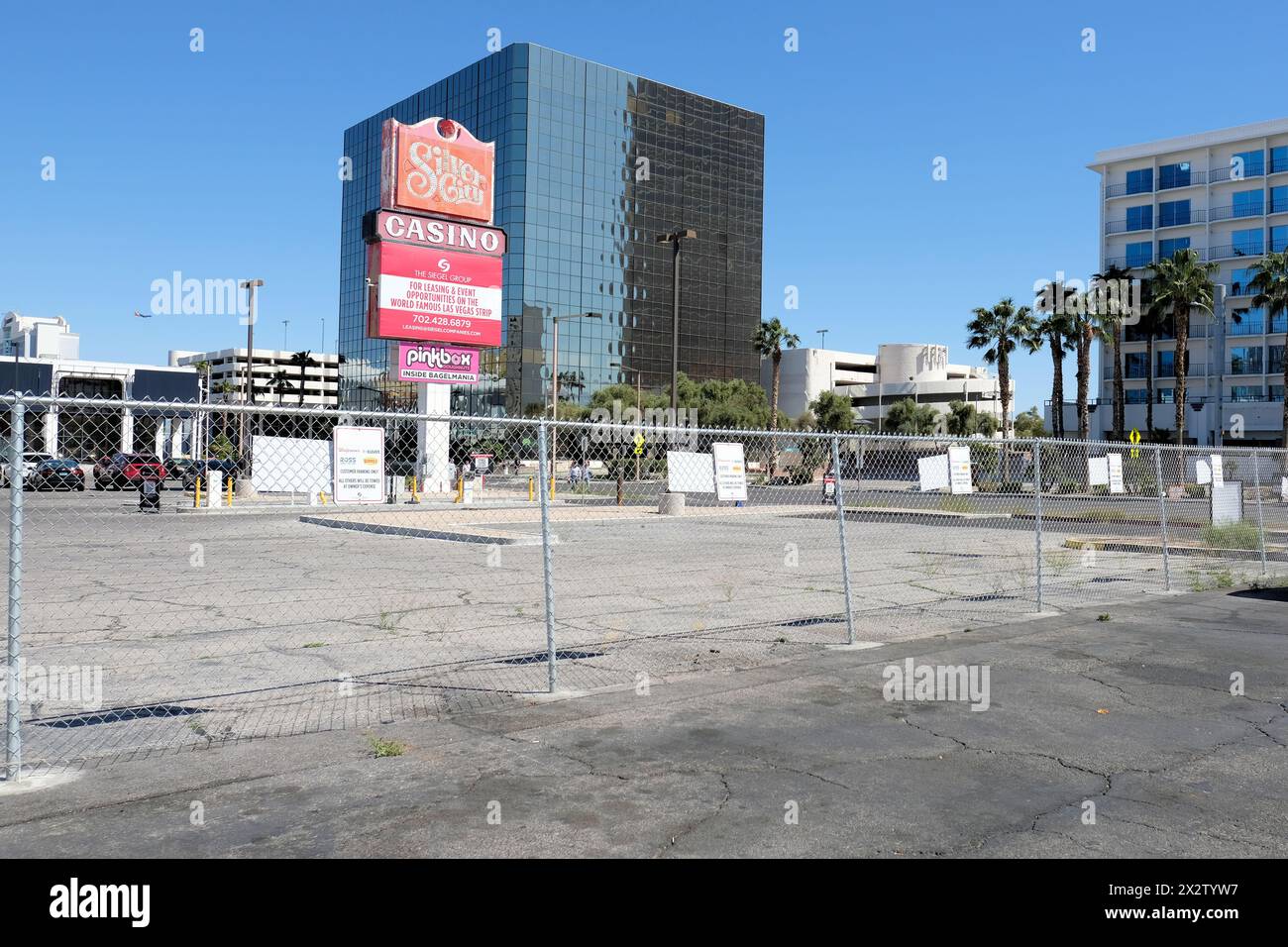 For lease sign at the former home of the Silver City Casino on the Las ...