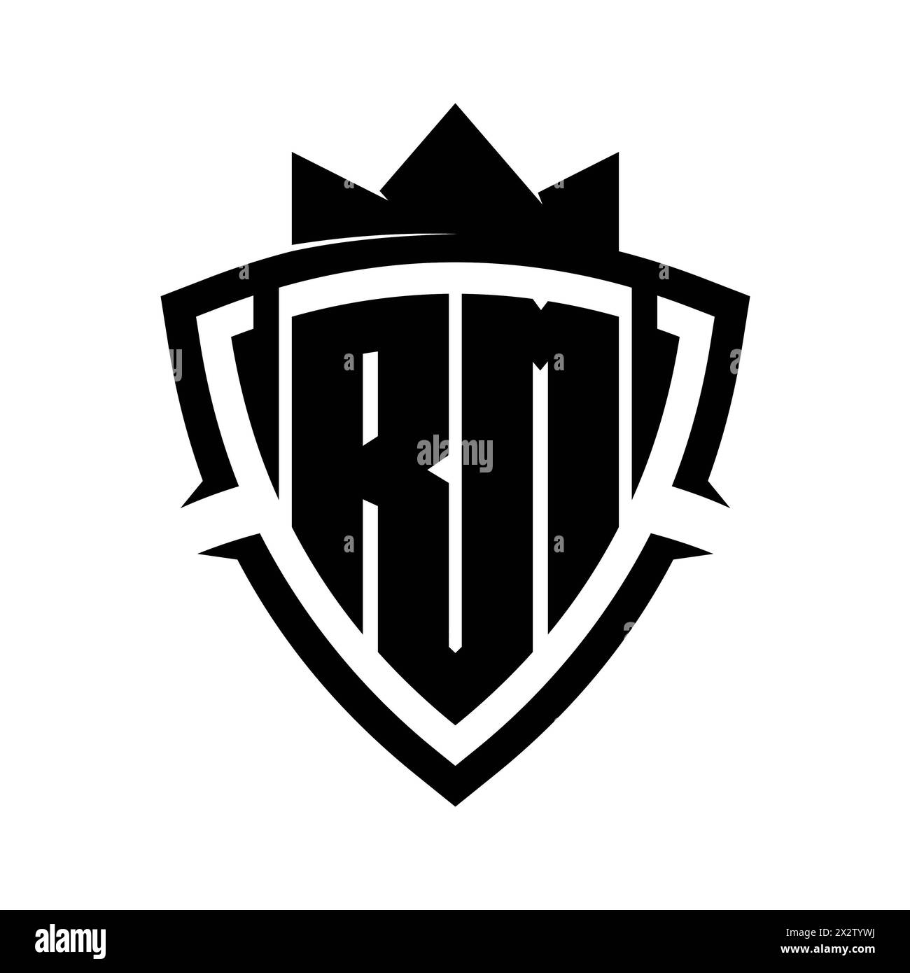 RM Letter bold monogram with triangle curve shield shape with crown ...