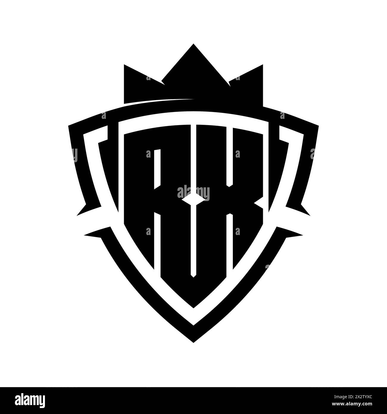 RX Letter bold monogram with triangle curve shield shape with crown ...