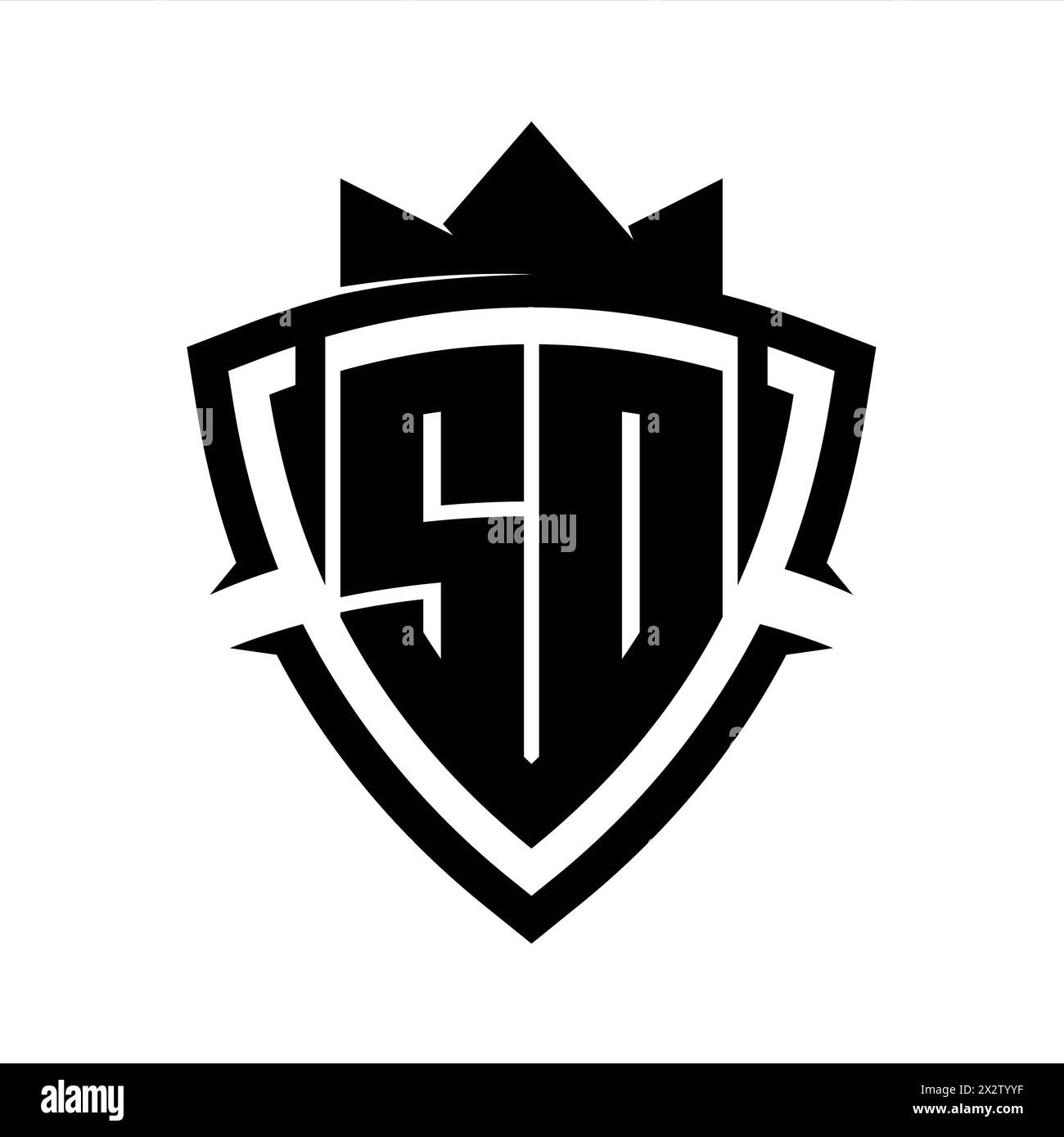 SD Letter bold monogram with triangle curve shield shape with crown ...