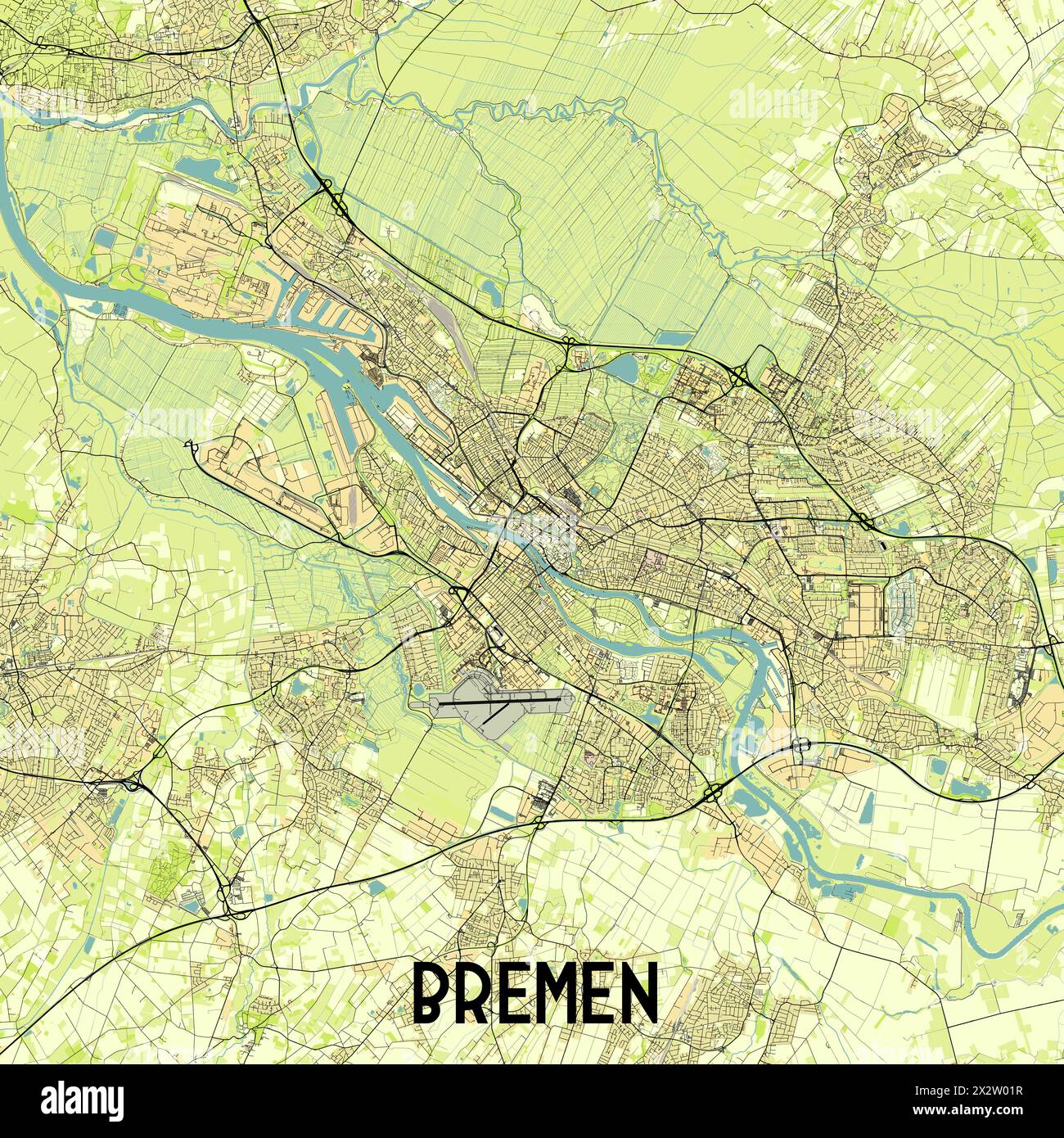 Bremen vector outline map Stock Vector Images - Alamy