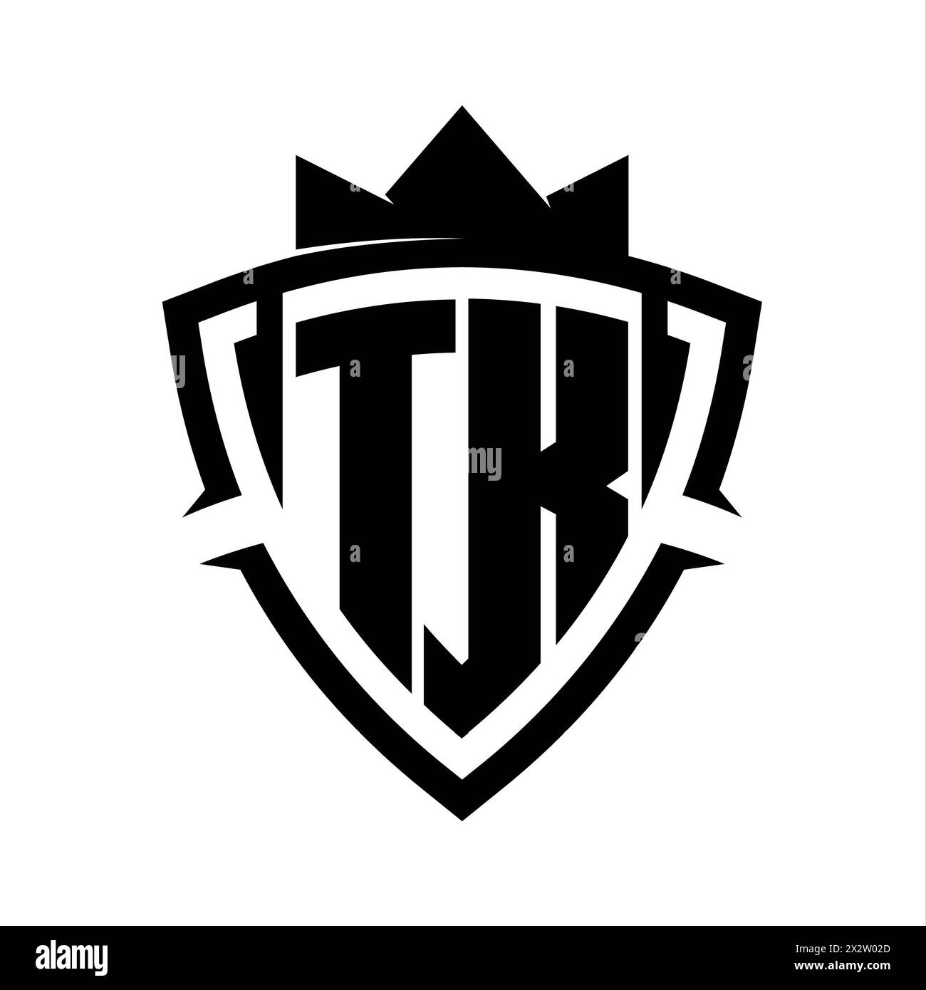 TK Letter bold monogram with triangle curve shield shape with crown ...