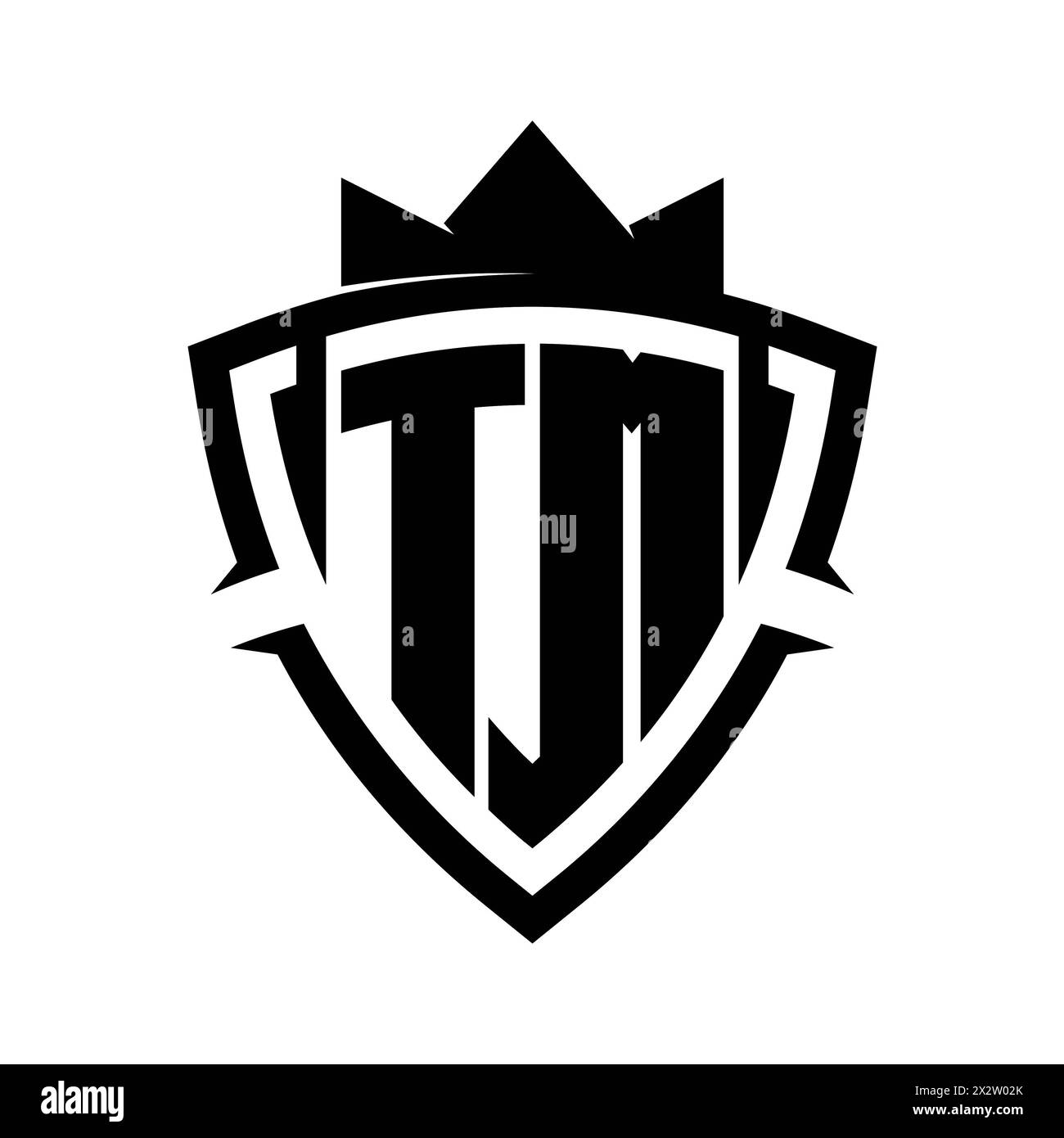 TM Letter bold monogram with triangle curve shield shape with crown ...