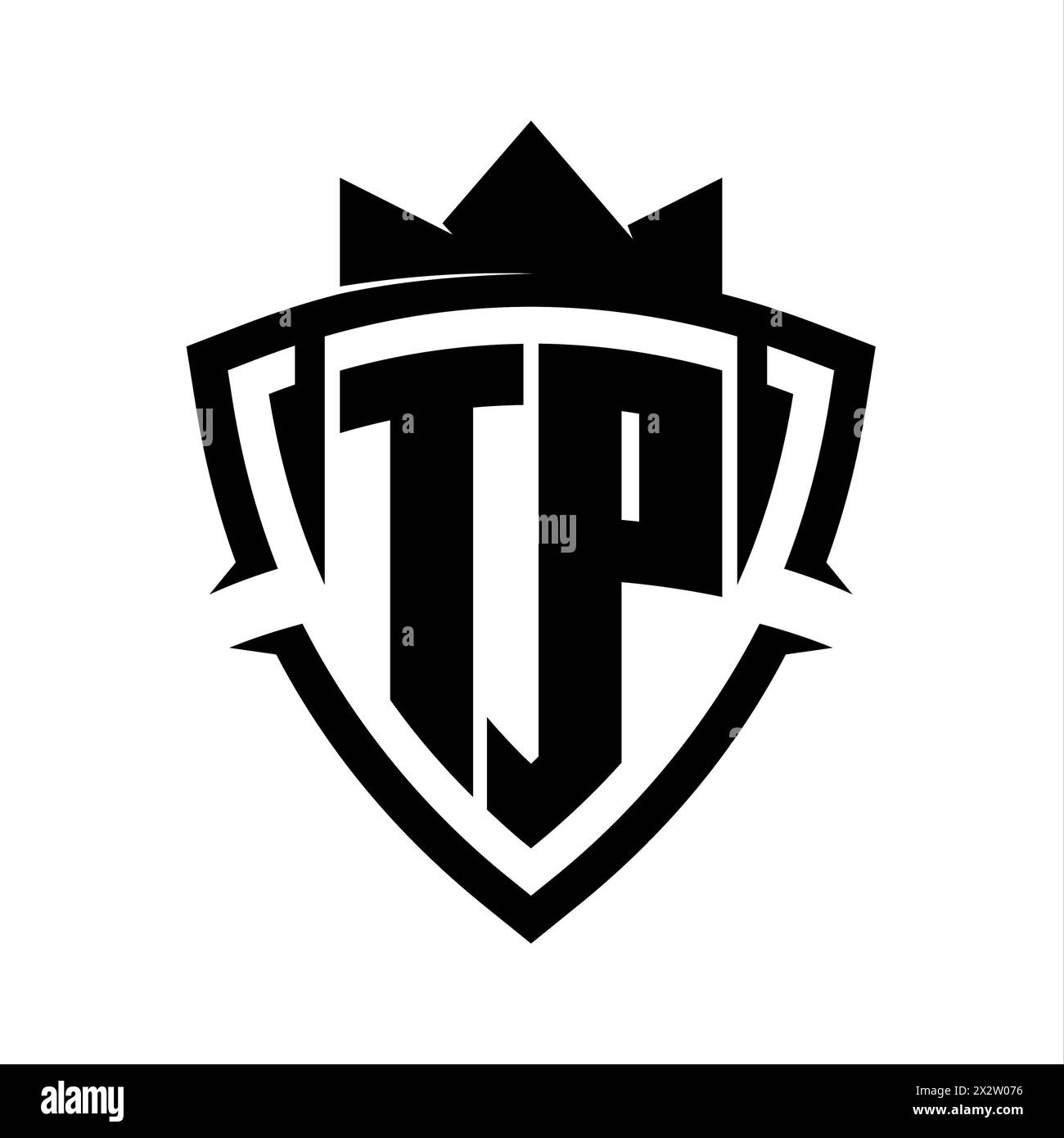 TP Letter bold monogram with triangle curve shield shape with crown ...