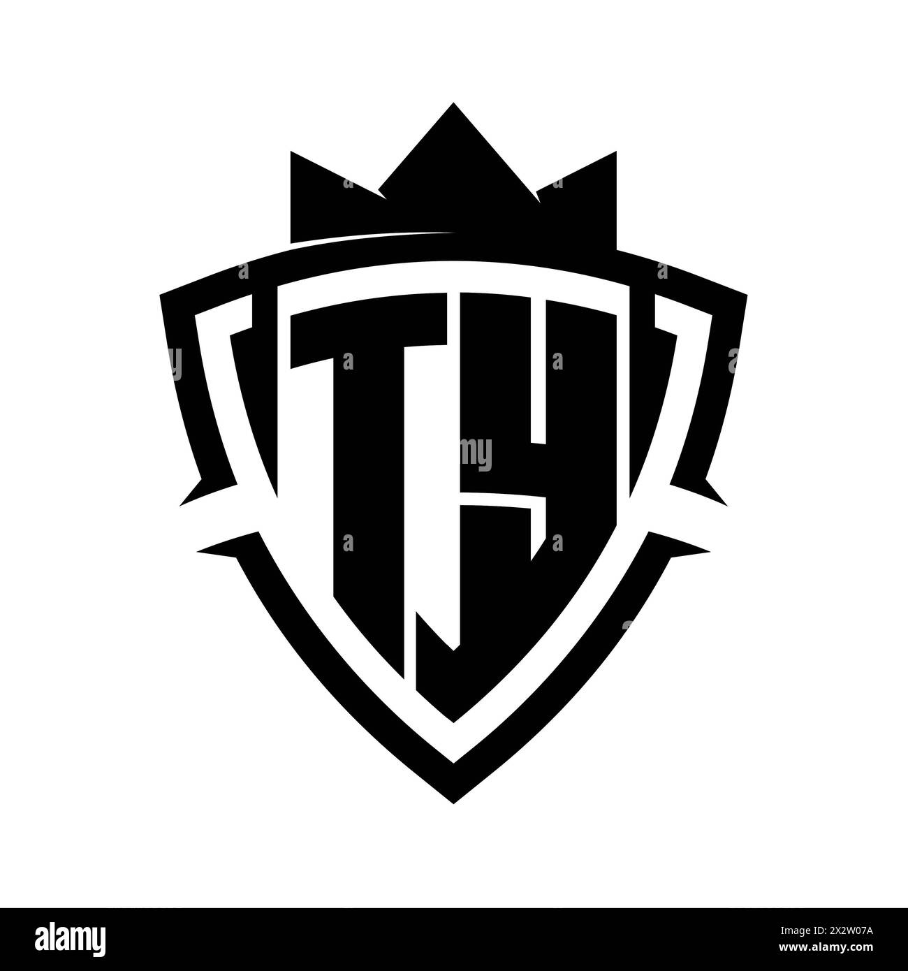 TY Letter bold monogram with triangle curve shield shape with crown ...