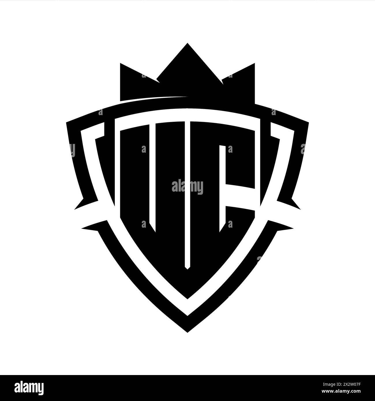 UC Letter bold monogram with triangle curve shield shape with crown ...