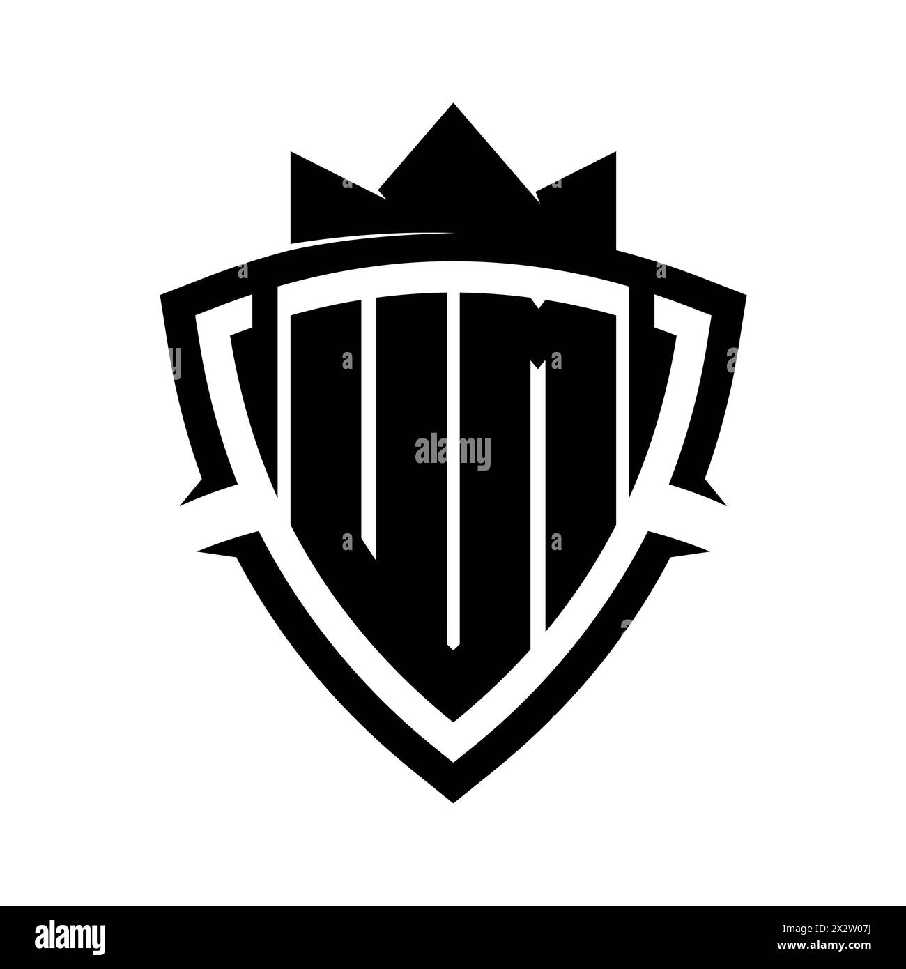 UM Letter bold monogram with triangle curve shield shape with crown ...
