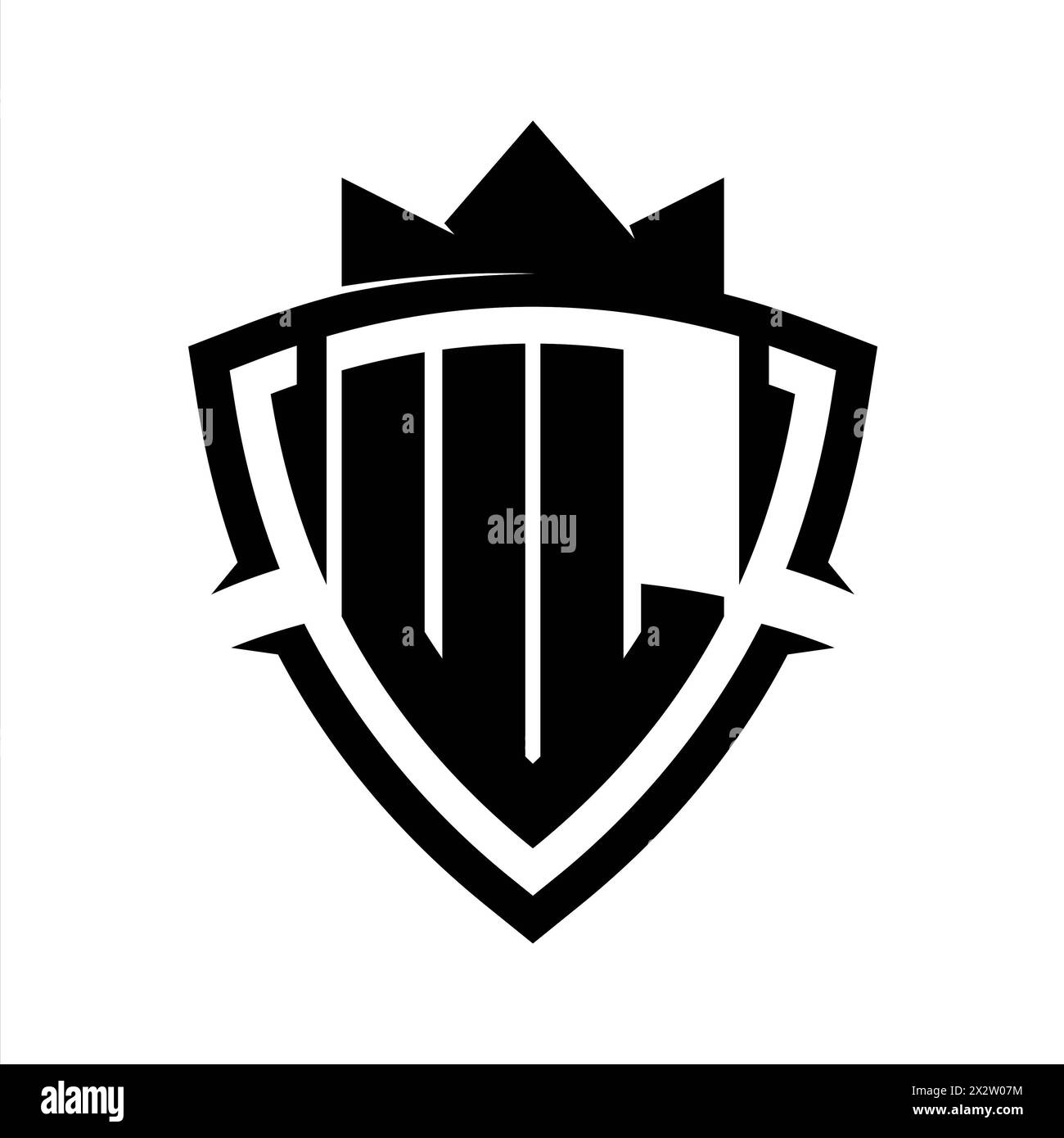 UL Letter bold monogram with triangle curve shield shape with crown ...