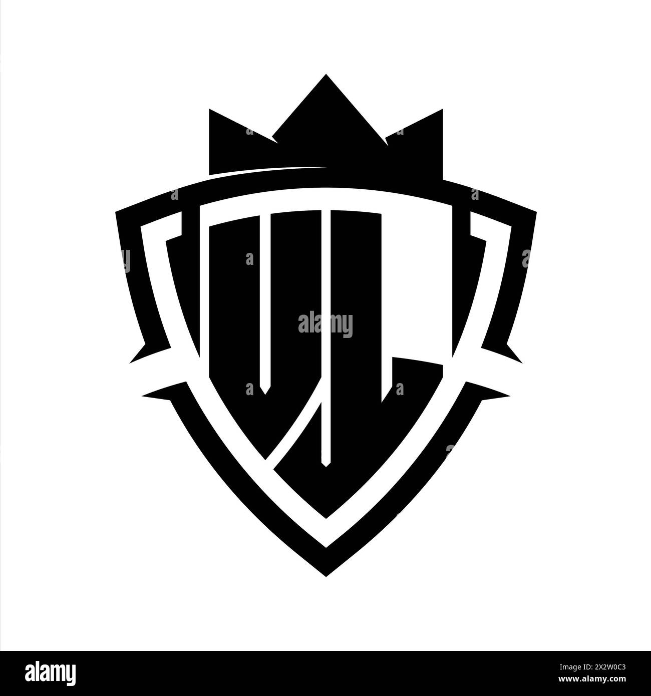 VL Letter bold monogram with triangle curve shield shape with crown ...
