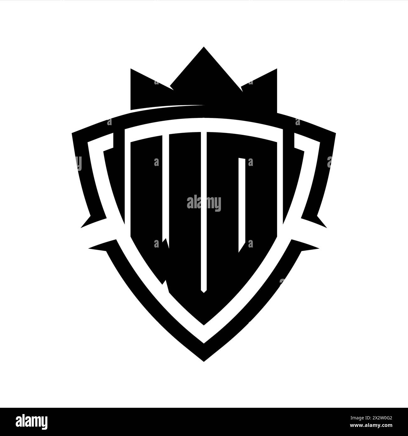 WD Letter bold monogram with triangle curve shield shape with crown ... WD Letter bold monogram with triangle curve shield shape with crown ...