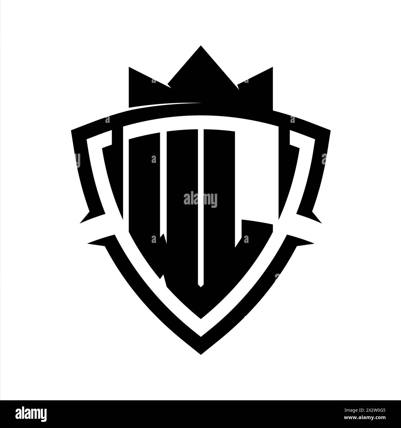 WL Letter bold monogram with triangle curve shield shape with crown ...