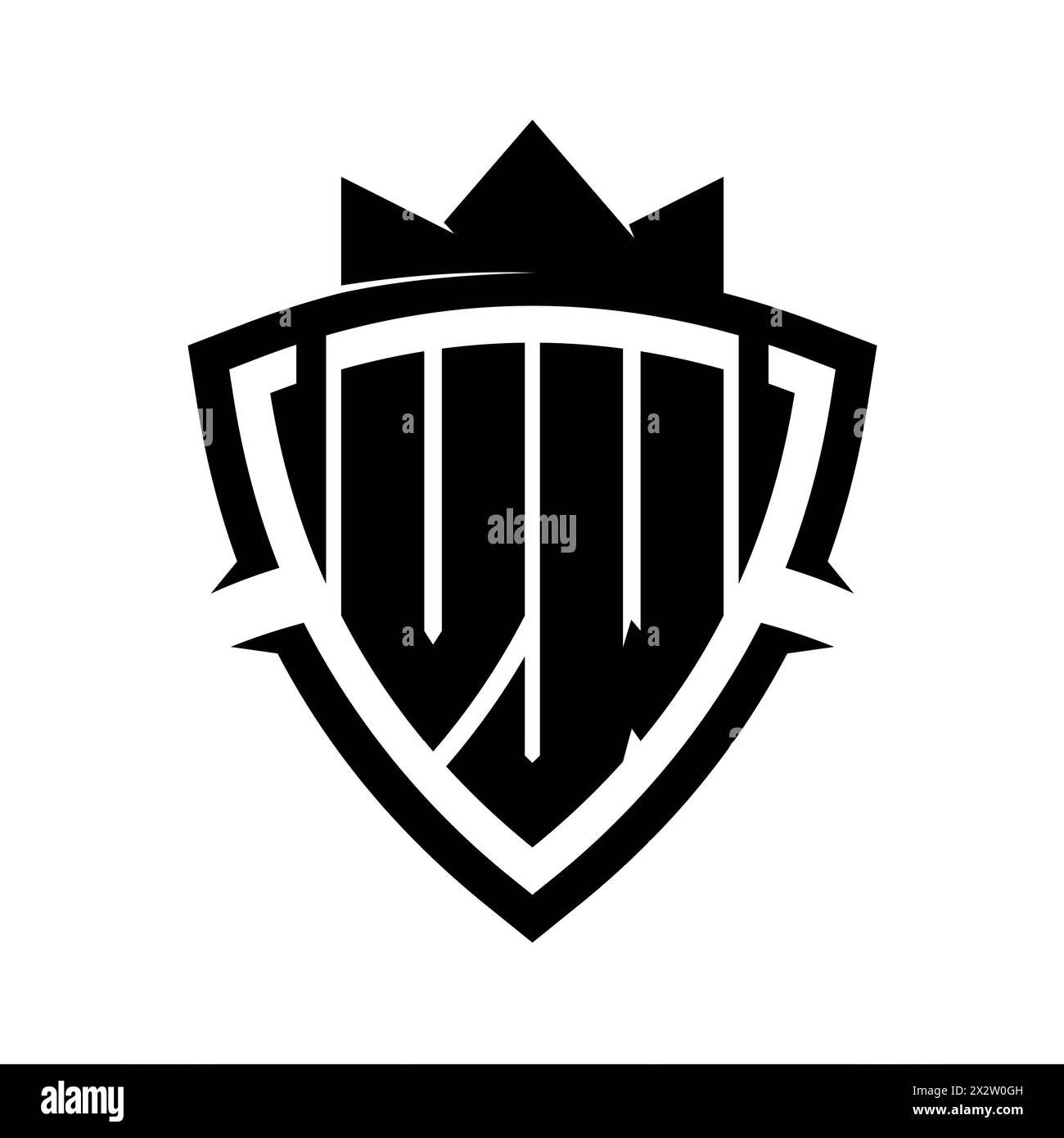 VW Letter bold monogram with triangle curve shield shape with crown ...