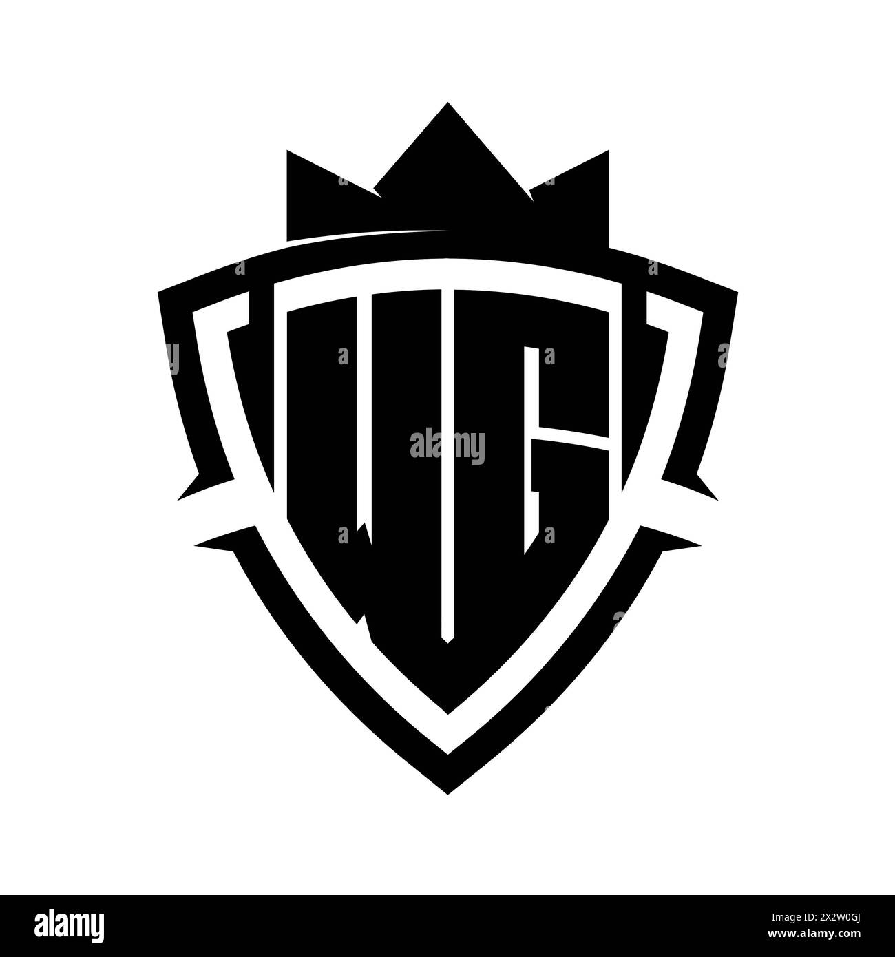 WG Letter bold monogram with triangle curve shield shape with crown ...