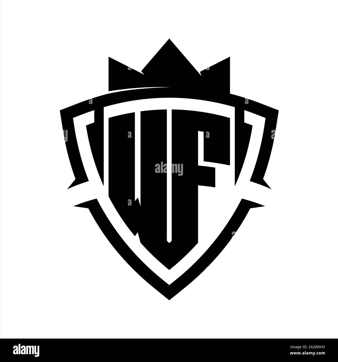 WF Letter bold monogram with triangle curve shield shape with crown ...
