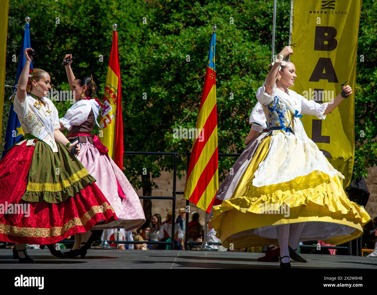 APRIL- 15 -2024 -Valencia -Spain-Ordinary locals dressed in traditional ...