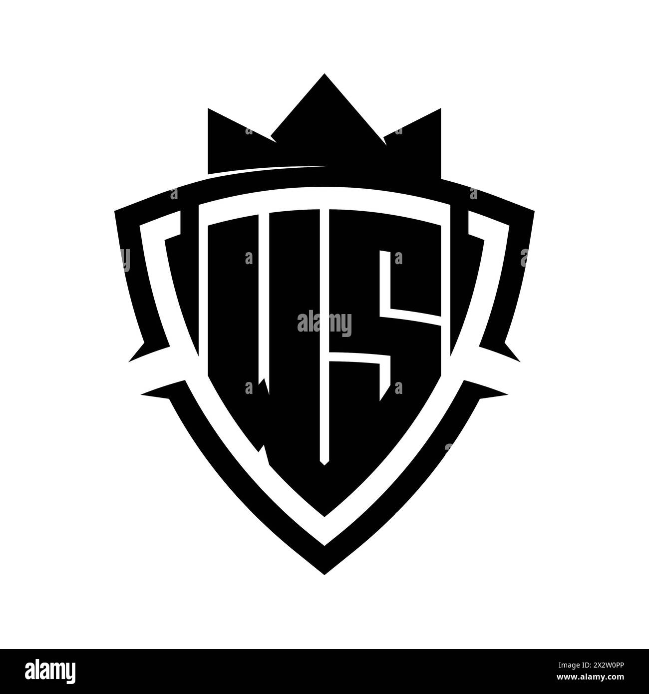 WS Letter bold monogram with triangle curve shield shape with crown ...