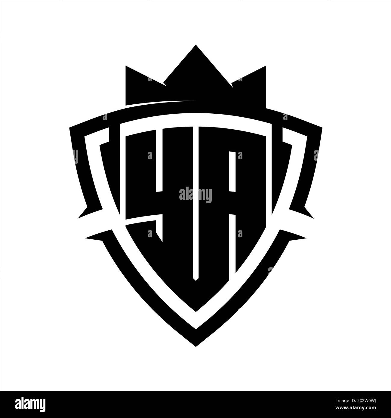 YA Letter bold monogram with triangle curve shield shape with crown ...