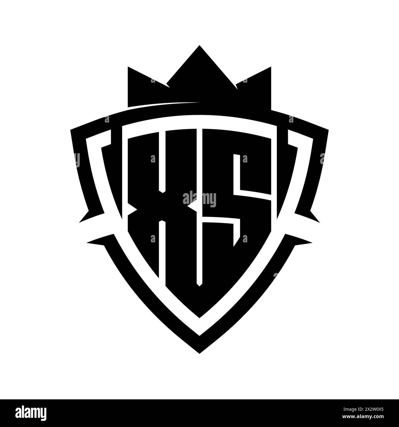 XS Letter bold monogram with triangle curve shield shape with crown ...