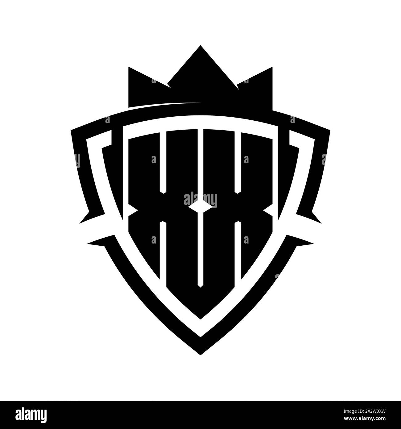 XX Letter bold monogram with triangle curve shield shape with crown ...