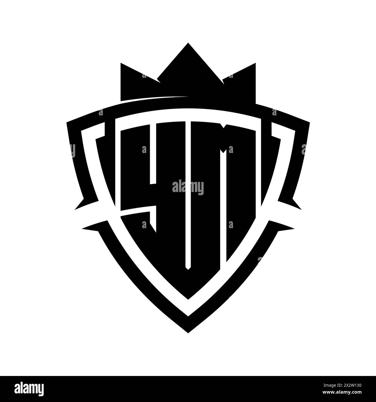 YM Letter bold monogram with triangle curve shield shape with crown ...
