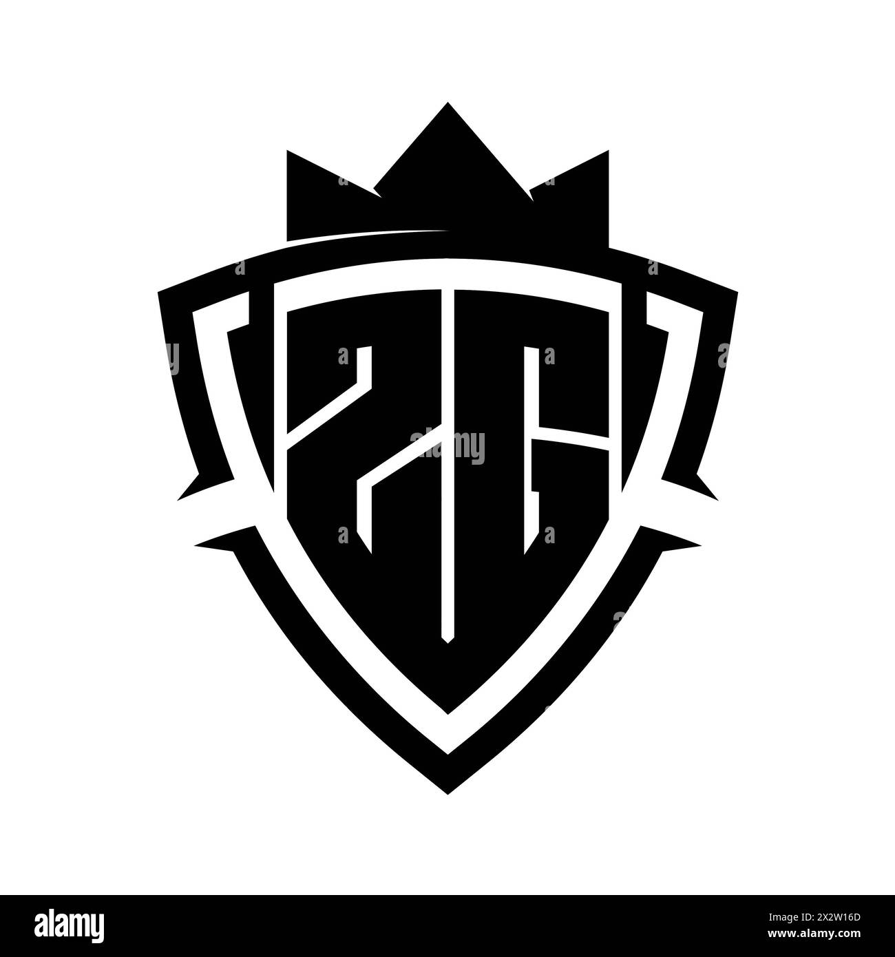 ZG Letter bold monogram with triangle curve shield shape with crown ...