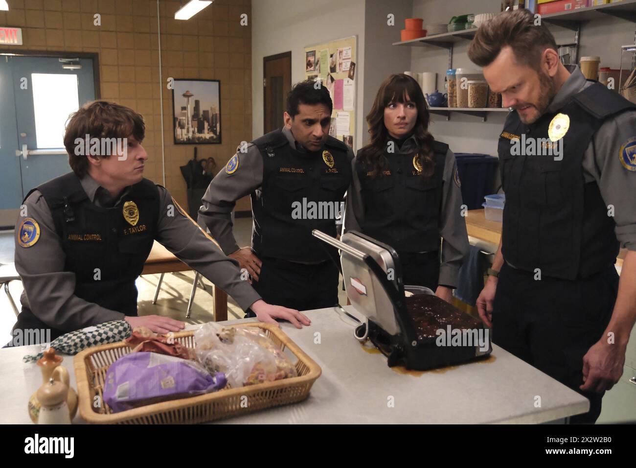 ANIMAL CONTROL, from left: Michael Rowland, Ravi Patel, Grace Palmer ...