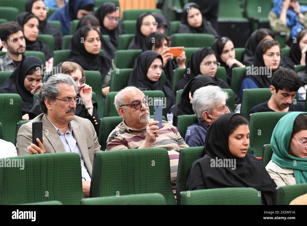 Tehran, Iran. 22nd Apr, 2024. People attend a conference to commemorate ...