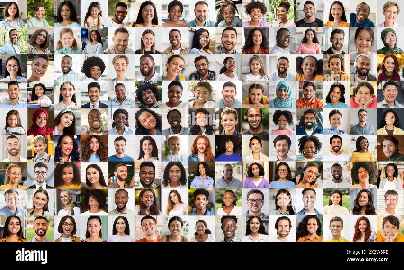 Collage of diverse men and women, unity concept Stock Photo - Alamy