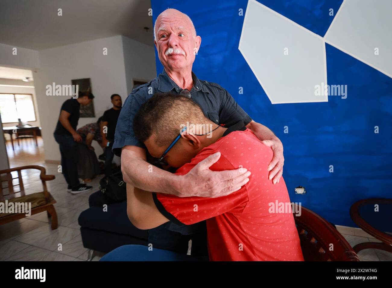 Maracay, Venezuela. 23rd Apr, 2024. Jeison Rodriguez (r) hugs the ...