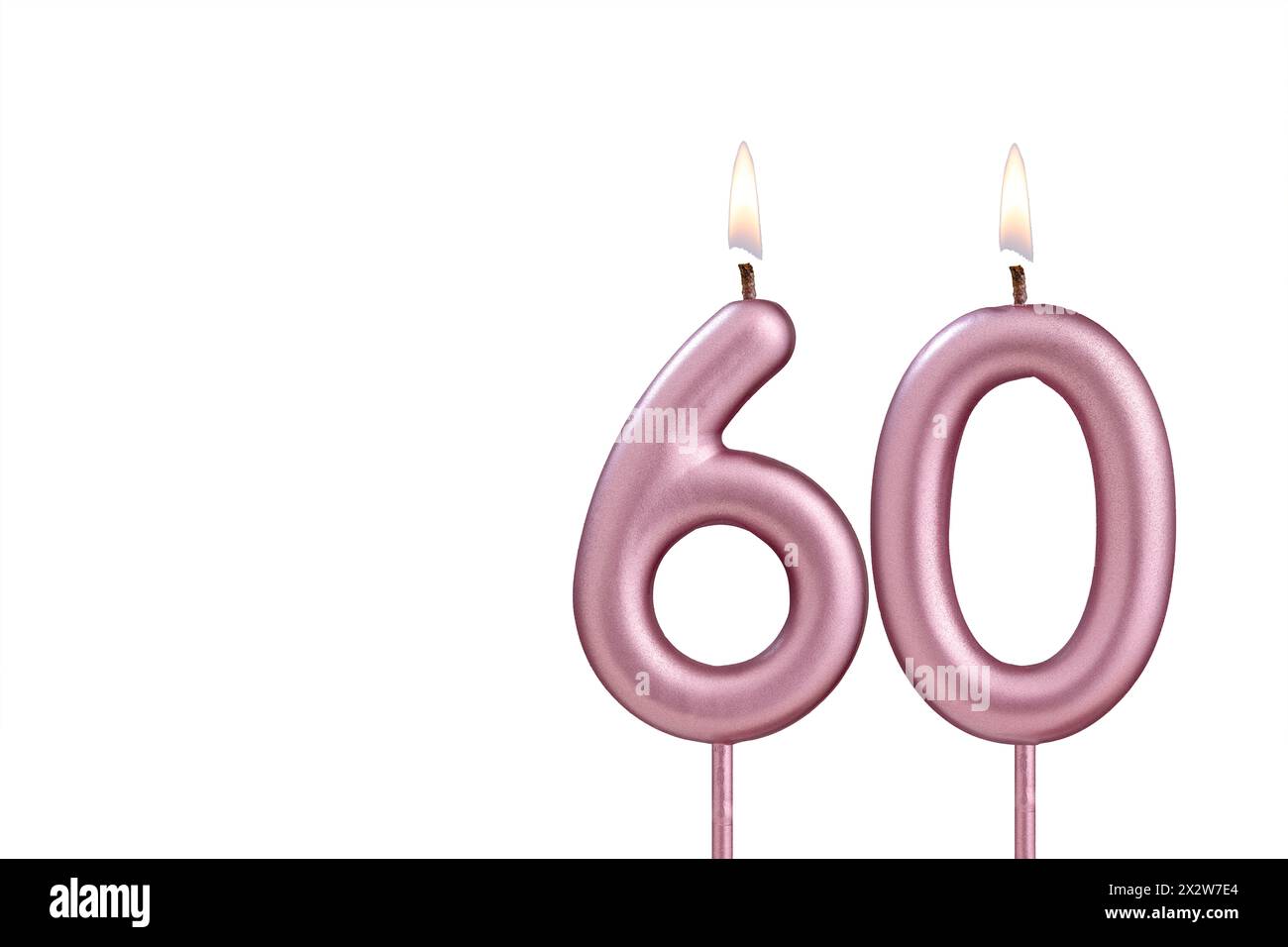 Lit birthday candle - Candle number 60 on white background Stock Photo ...