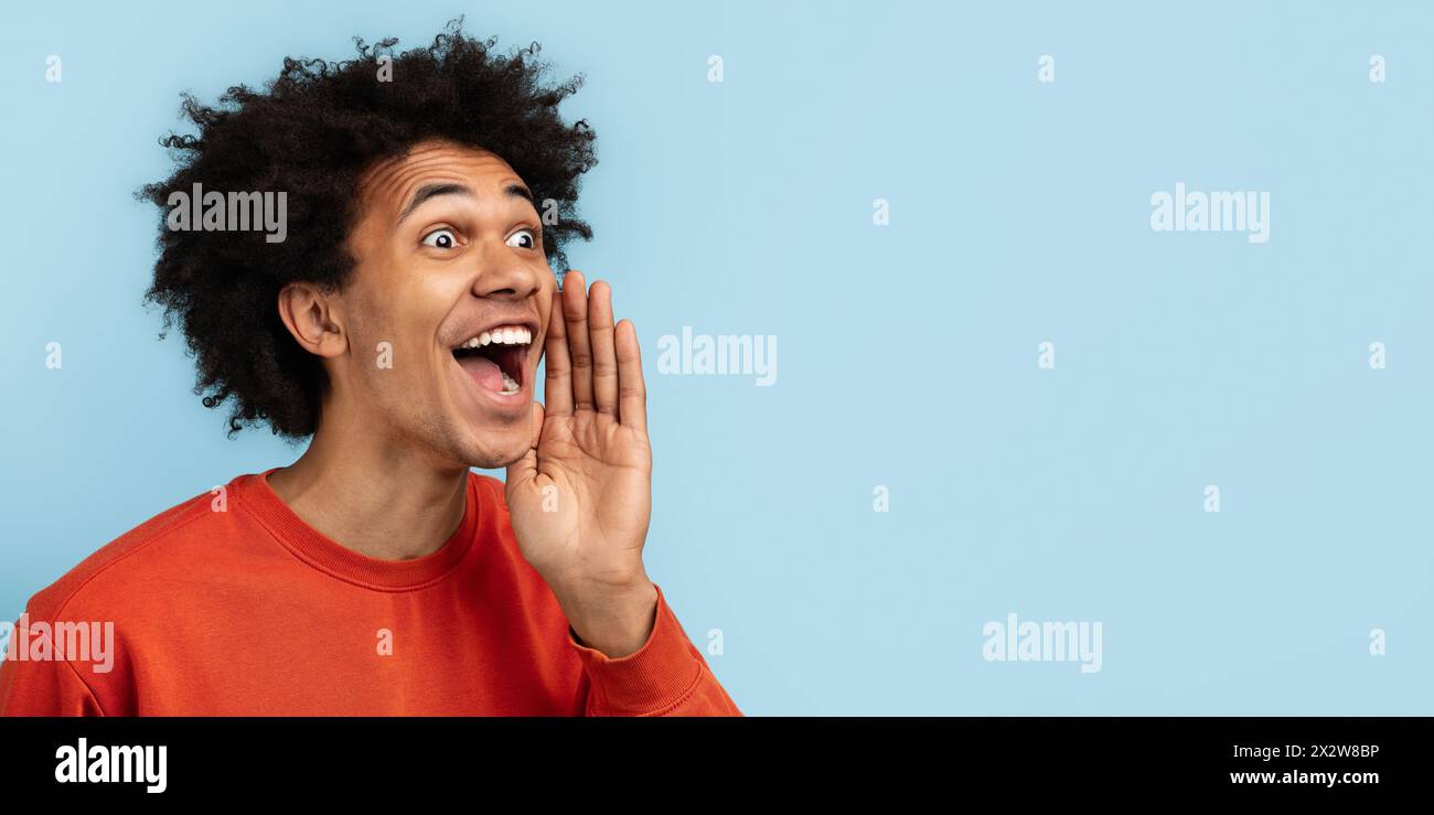 African american yelling or singing out loud Stock Photo - Alamy