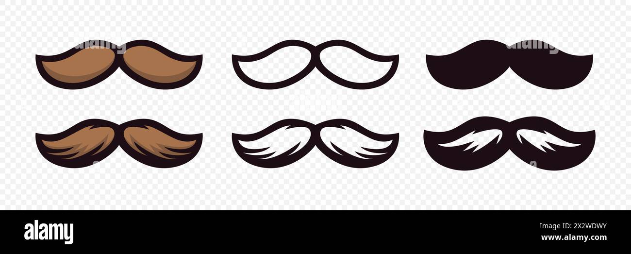 Hipster Mustache. Cartoon Face Party Decoration Set. Classic Mustache ...