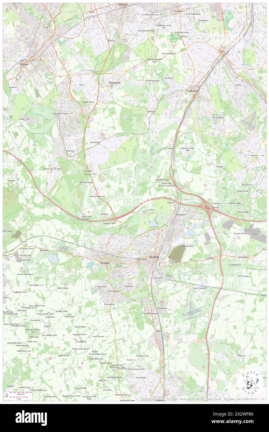 Map of reigate and banstead Cut Out Stock Images & Pictures - Alamy
