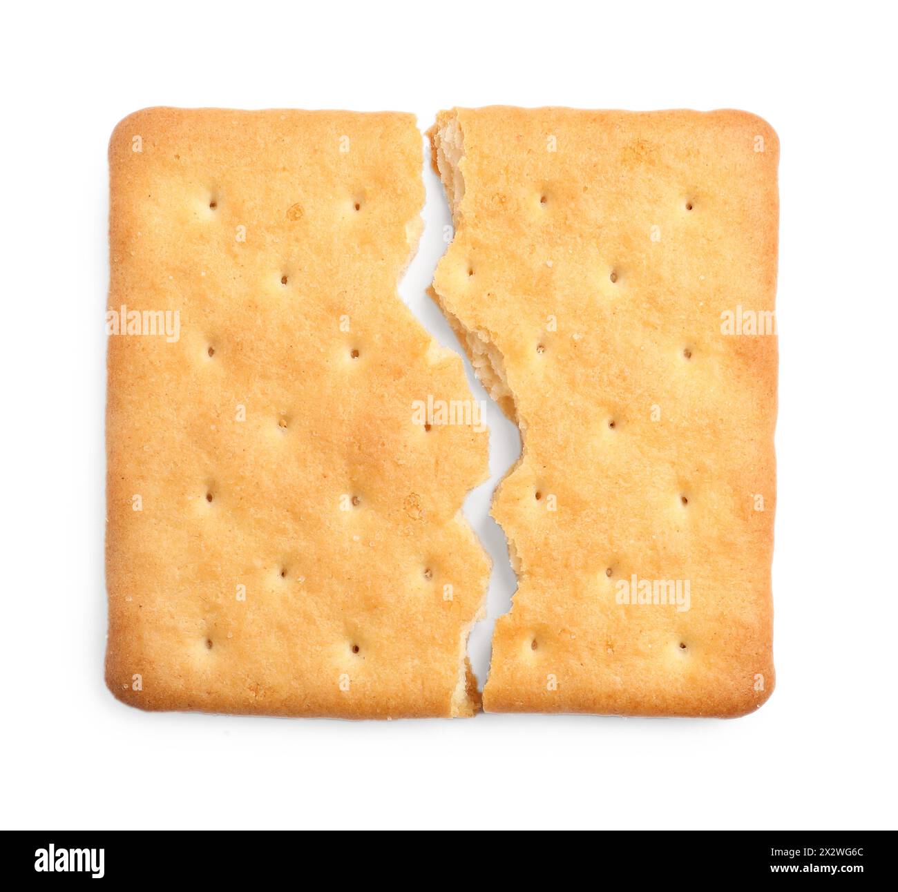 Crispy broken cracker isolated on white, top view Stock Photo - Alamy