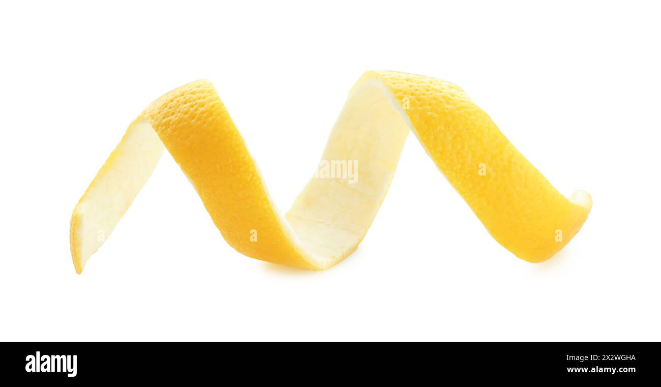 One fresh lemon peel isolated on white Stock Photo - Alamy
