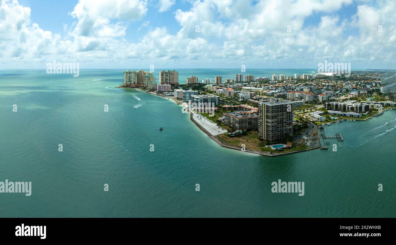 Coastline aerial view of Marco Island off the Gulf of Mexico in ...
