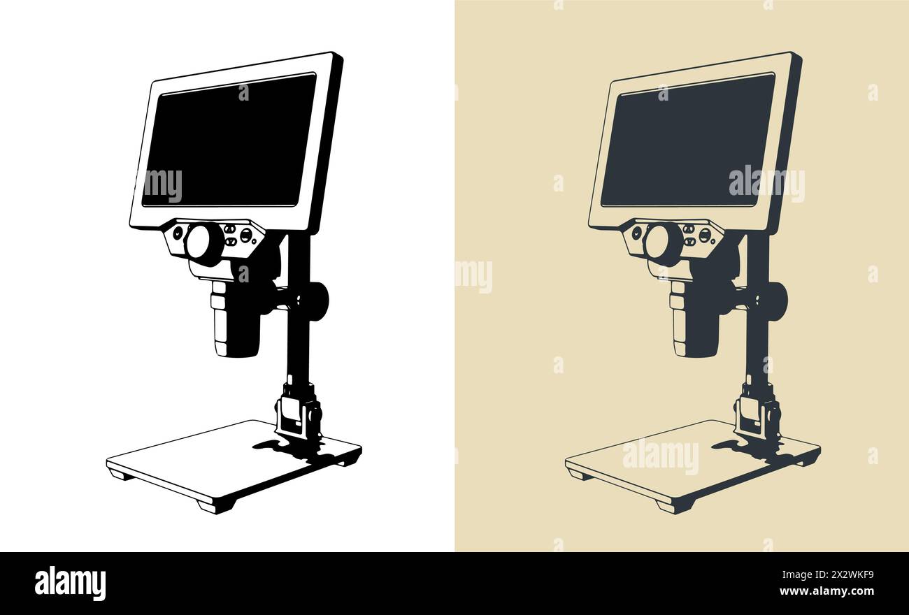 Stylized vector illustrations of a digital microscope Stock Vector ...