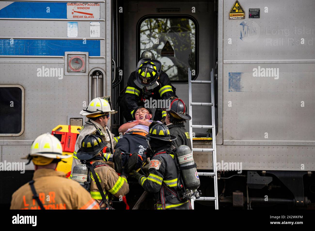 Pretend casualties are removed from a LIRR (Long Island Rail Road ...