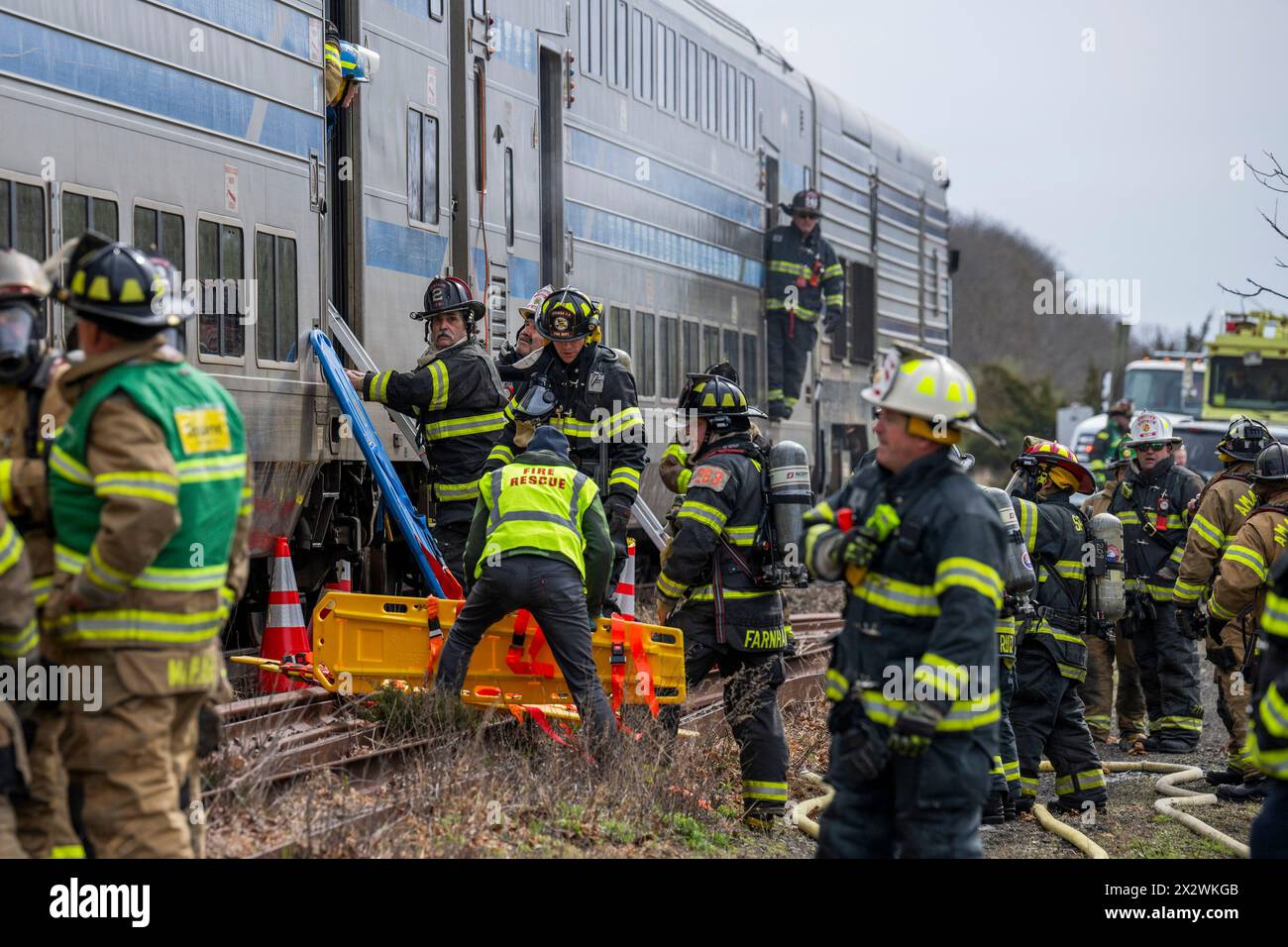 Pretend casualties are removed from a LIRR (Long Island Rail Road ...