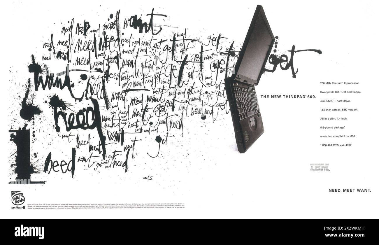 1998 IBM Thinkpad 600 ad - with Pentium 2 processor MMX Stock Photo - Alamy