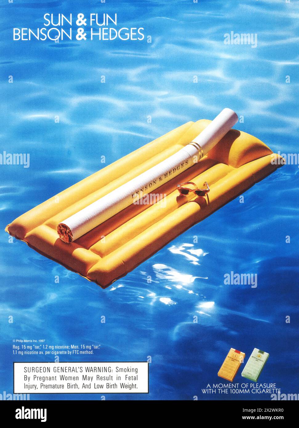 1998 Benson & Hedges Cigarette Ad - Sun and Fun Stock Photo - Alamy