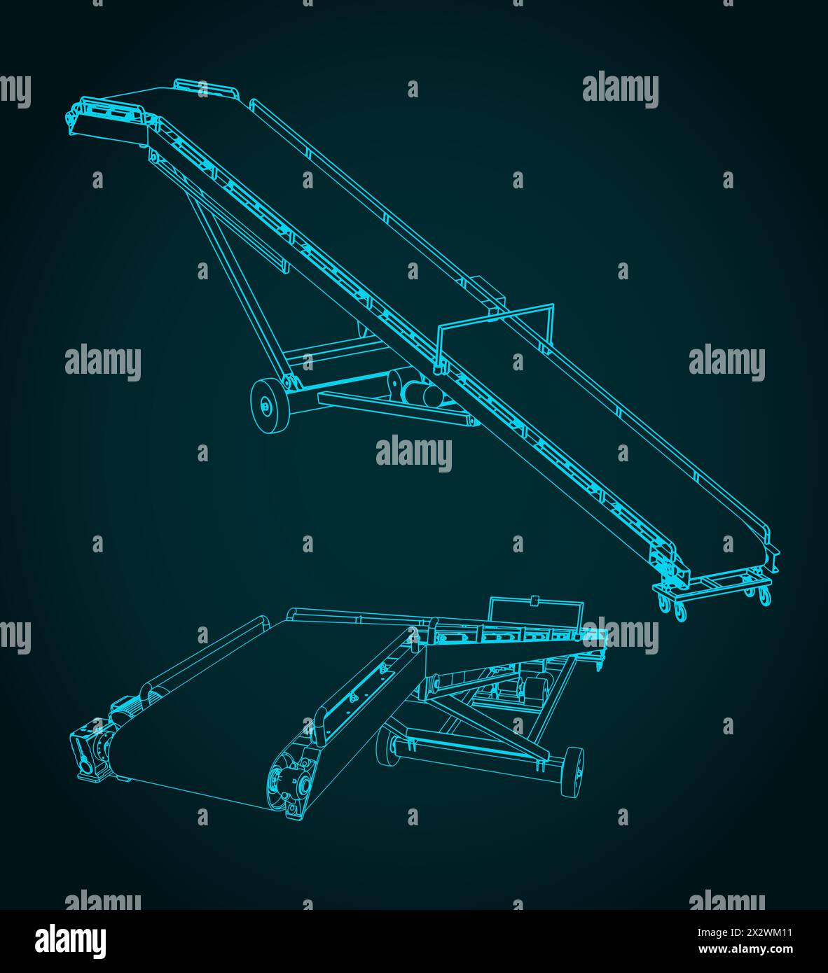 Stylized vector illustrations of a mobile belt conveyor Stock Vector ...