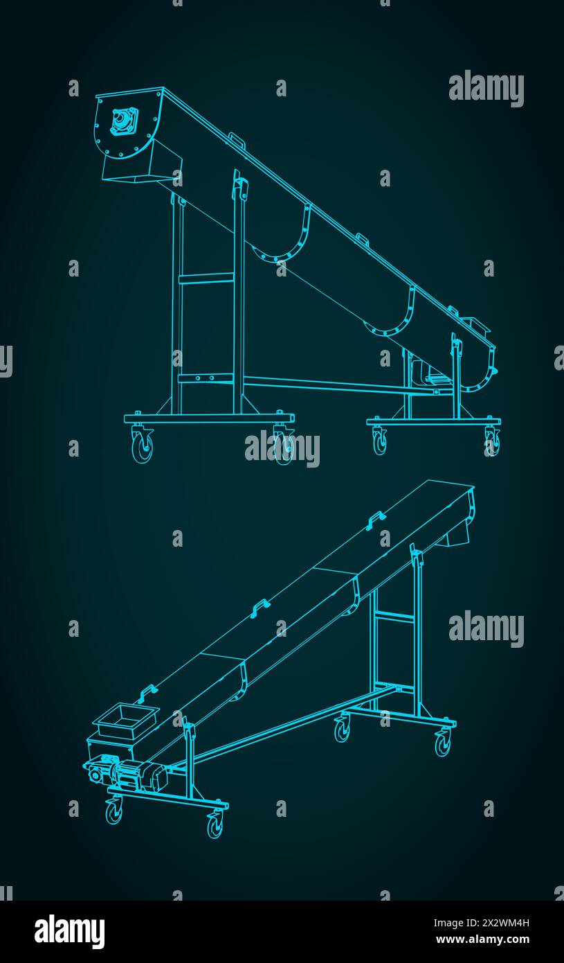 Stylized vector illustrations of a mobile screw conveyor Stock Vector ...