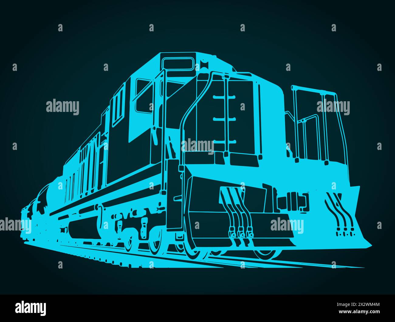 Stylized vector illustration of a freight locomotive with tank wagons ...