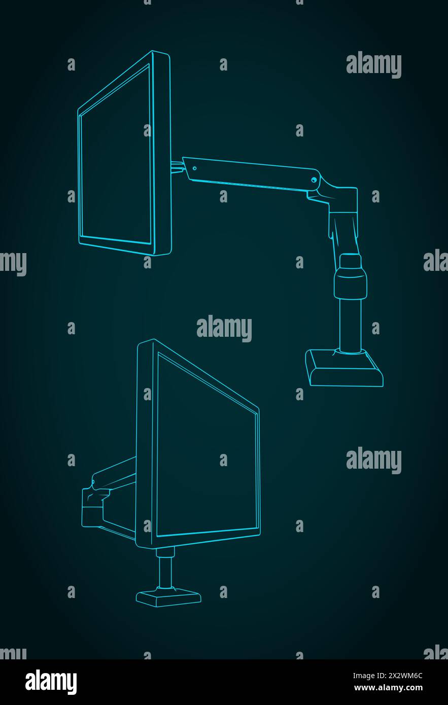 Stylized vector illustrations of single monitor arm mount Stock Vector ...