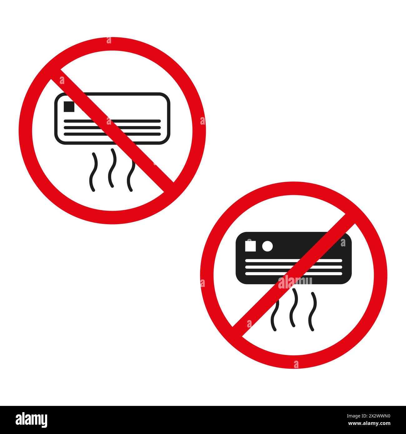 Air conditioning prohibition signs. Climate control restriction. Vector ...