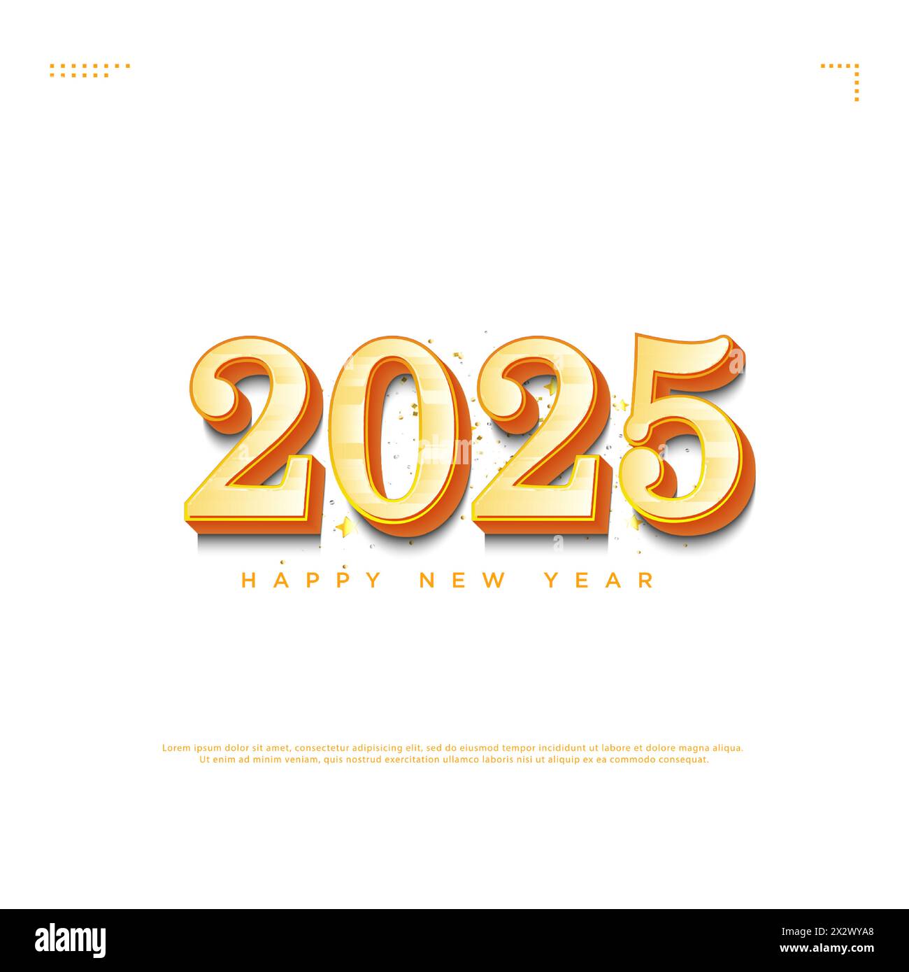 Happy New Year 2025 With A Simple Classic Design Number 2025 Stock