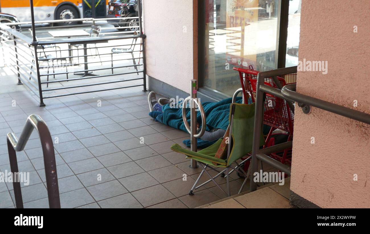 Los Angeles, California, USA 23rd April 2024 Homeless man on April 23 ...